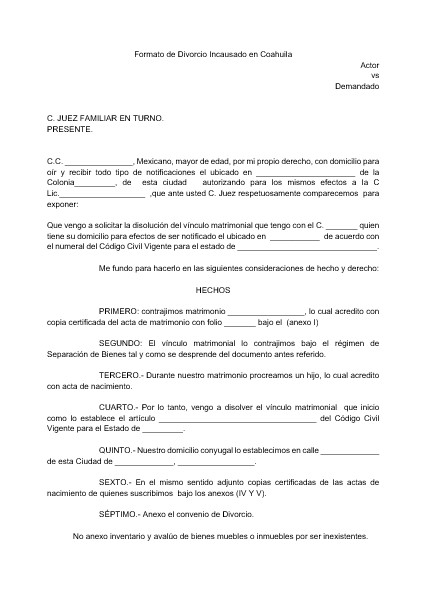 Divorcio Incausado en Coahuila Requisitos y Costos 【 2024